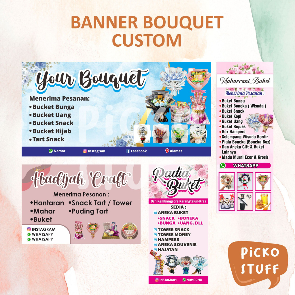 Jual Banner Bouquet / Banner Buket Custom | Shopee Indonesia