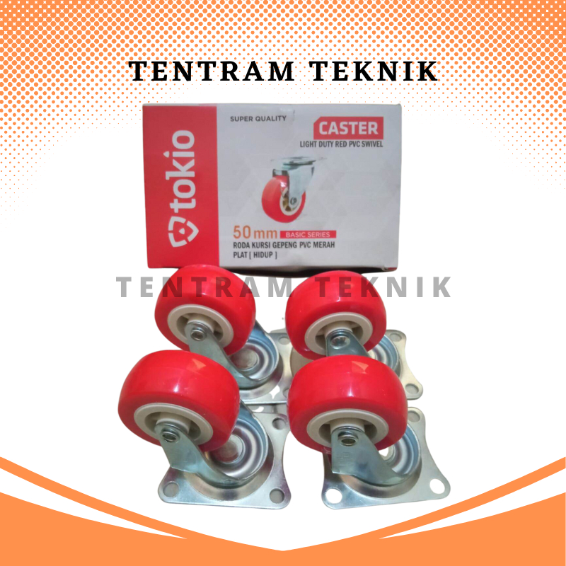Jual Roda Gepeng Merah Hidup 50mm Tokio / Roda Troli Hidup 2 Inch 2 ...