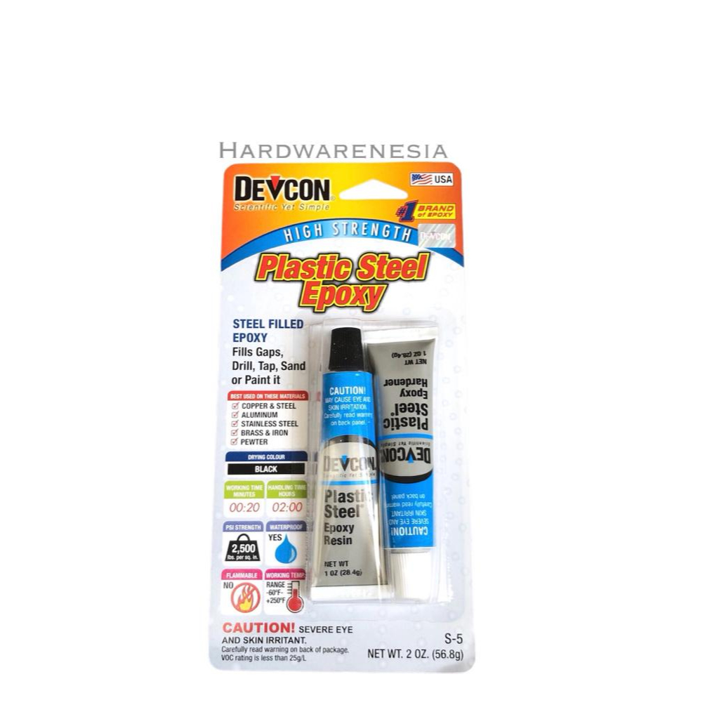 Jual DEVCON S-5 Plastic Steel Epoxy - Lem Besi Plastik Epoxy | Shopee Indonesia