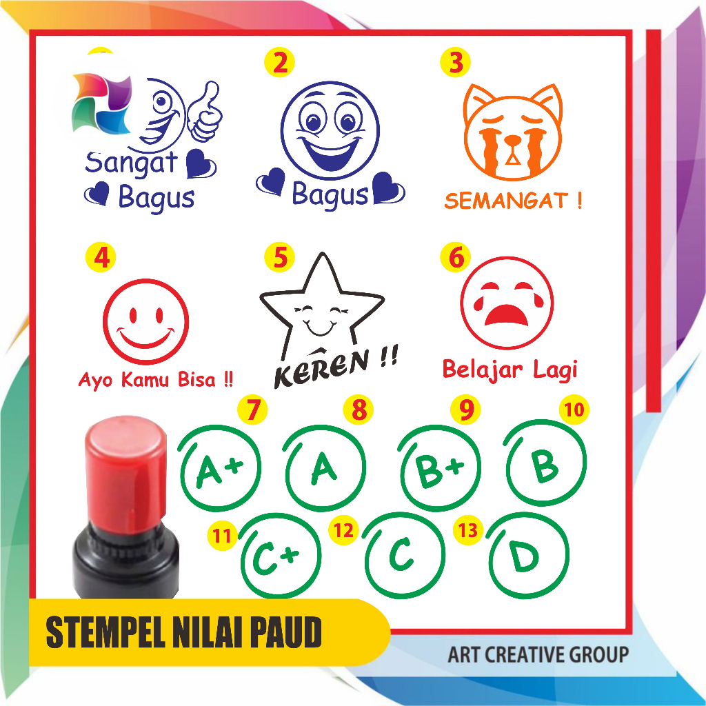 Jual Stempel Guru PAUD TK Anak Paud Kober Bimbel Nilai Penilaian ...