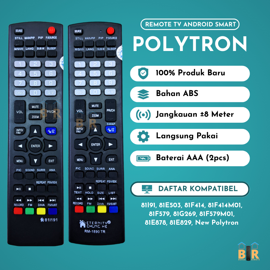 Jual Remote TV Polytron Led Lcd Multi 81|191 & 1890 Cinemax Bazzoke ...