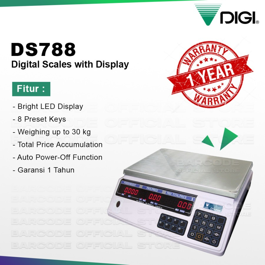 Jual Price Computing Scales Digi DS-788 Timbangan Ritel Swalayan ...