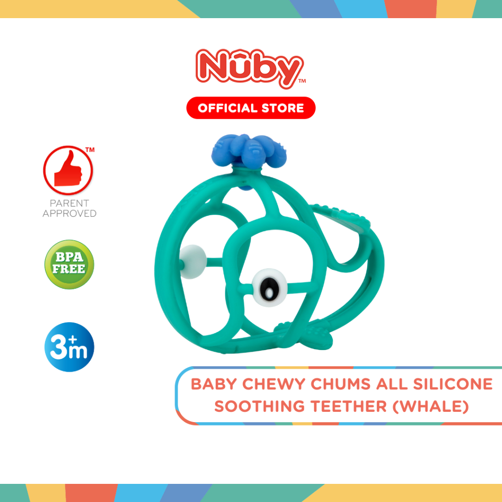Jual Nuby Baby Chewy Chums All Silicone Soothing Teether (Whale) | BPA Free | Mainan Teether ...