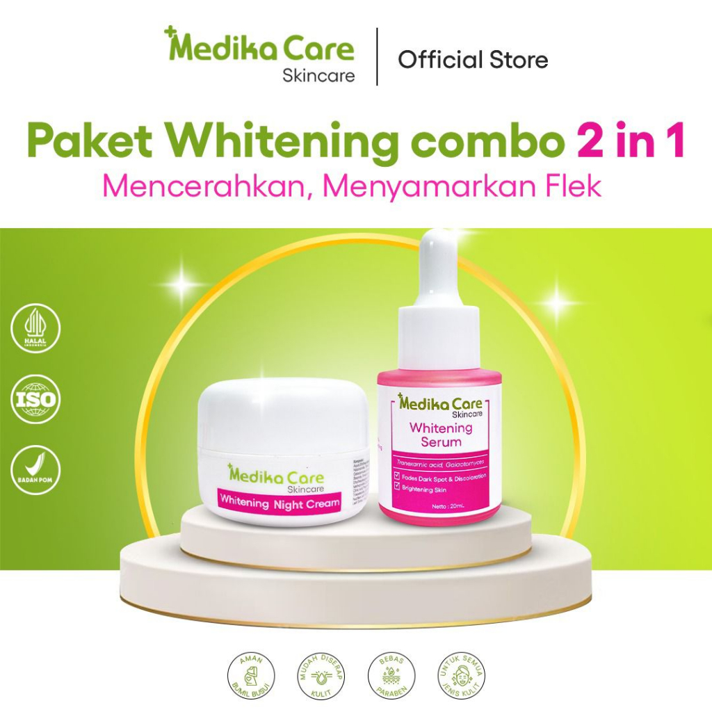 Jual Medika Care Paket Whitening Combo 2 IN 1, Mencerahkan, Menyamarkan Flek (Whitening Serum ...