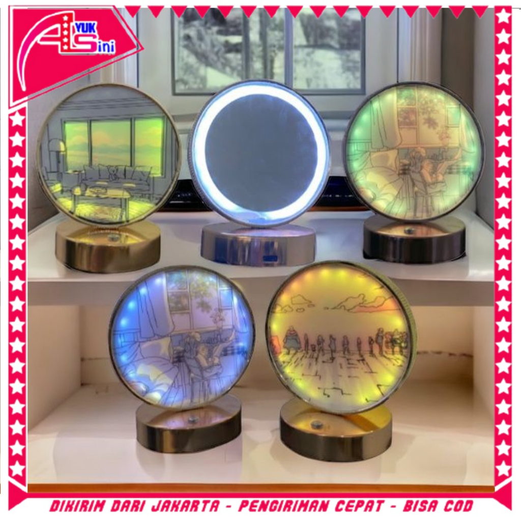 Jual AS Lampu Warna Cermin LED Bulat Lukisan Cahaya Ornamen Meja ...