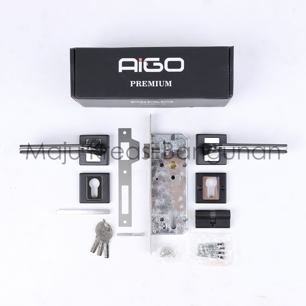 Jual Handle Pintu Pisah Set AIGO Premium Hitam Roset Rosette List ...