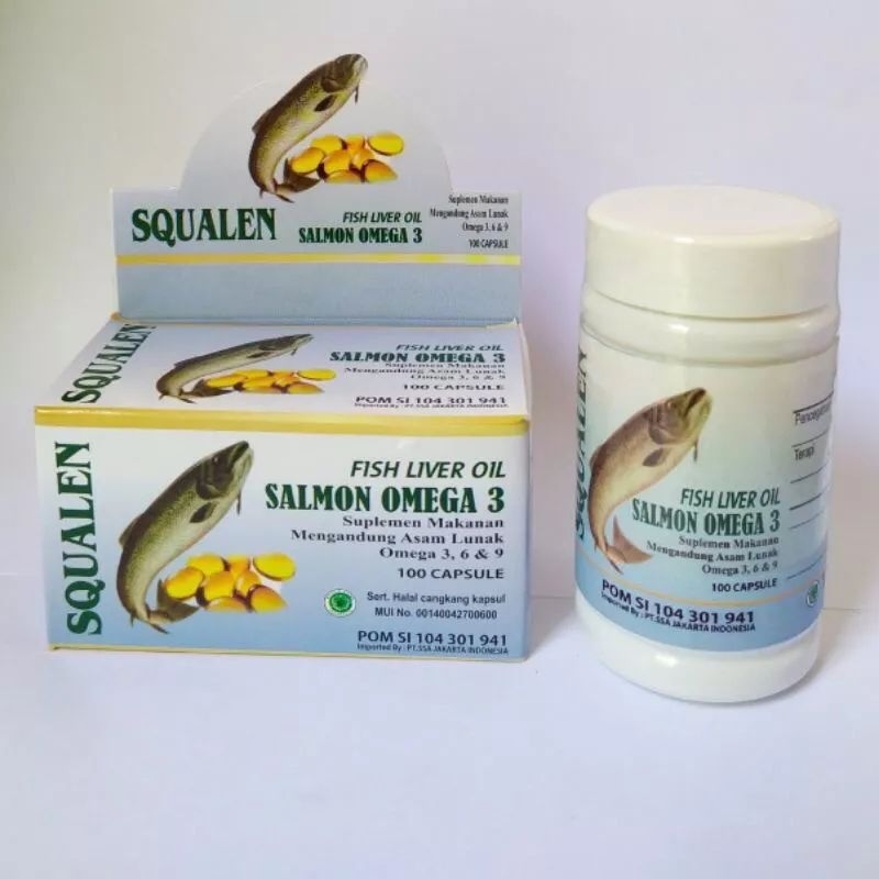 Jual SQUALEN FISH LIVER OIL SALMON OMEGA 3 ISI 100 KAPSUL - KAPSUL IKAN ...