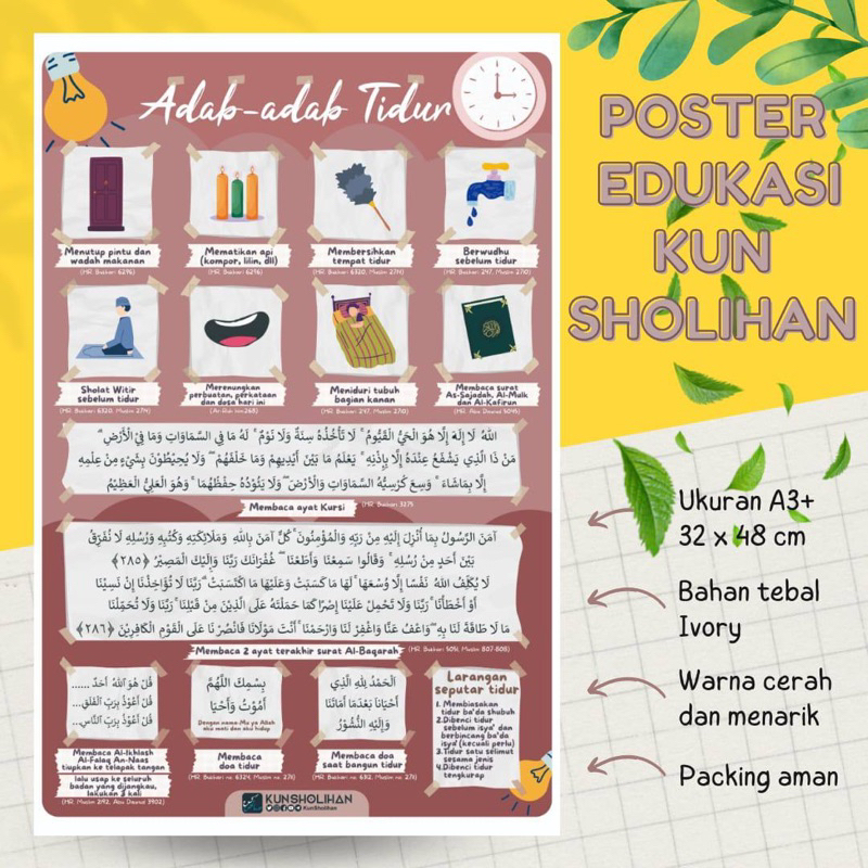 Jual Edisi Poster Adab Islam - Poster Edukasi Kun Sholihan | Shopee ...