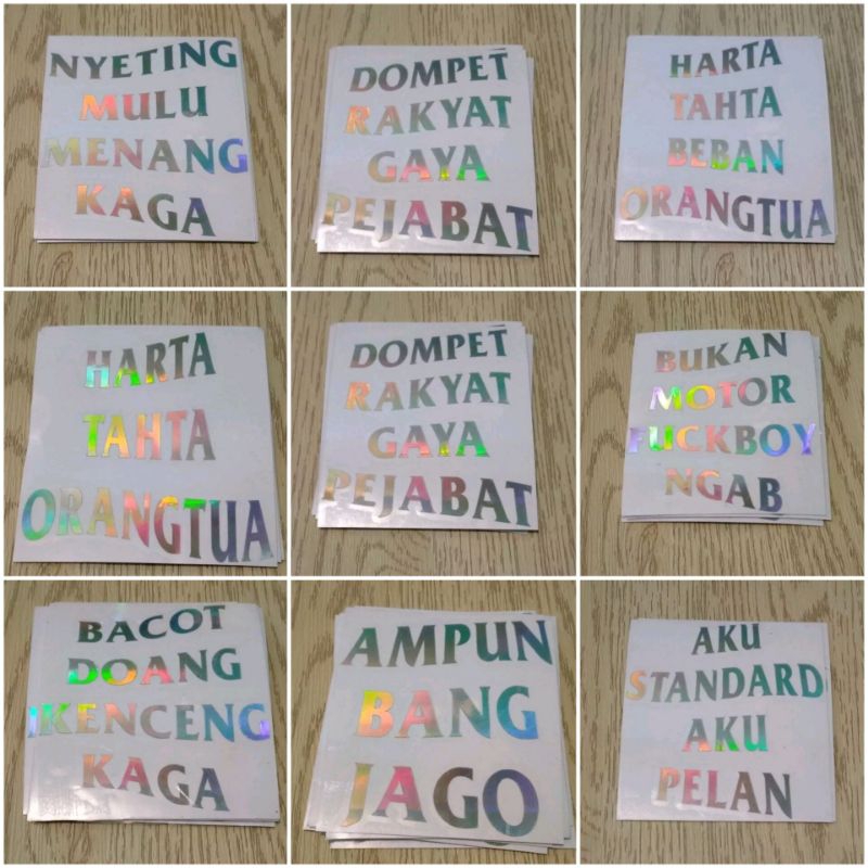 Jual Sticker Viral Kata Kata Lucu Meme Hologram Stiker Cutting Harta Tahta Dll | Shopee Indonesia