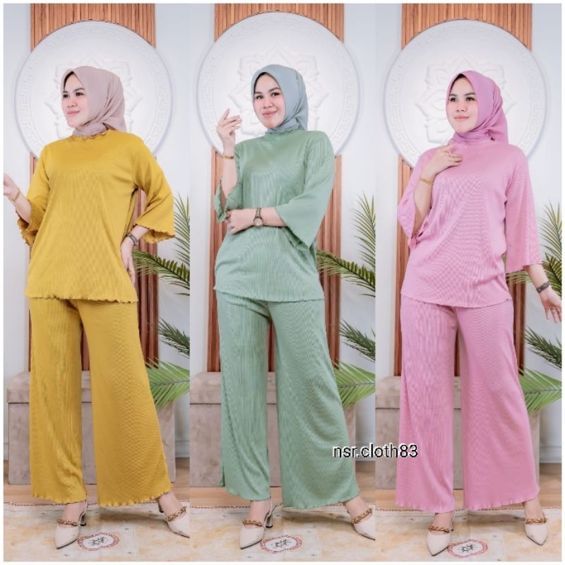 Jual STELAN WANITA RIB KNIT/LOREN ONE SET KNIT | Shopee Indonesia