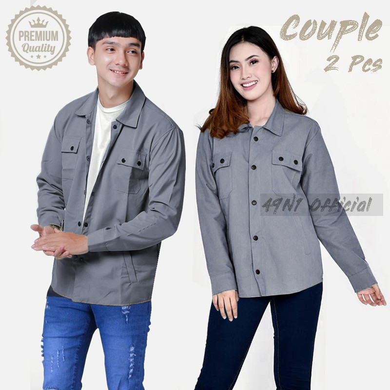 Jual Kemeja Semi Parka Couple Korean style Top - Jaket Semi Parka Outer ...