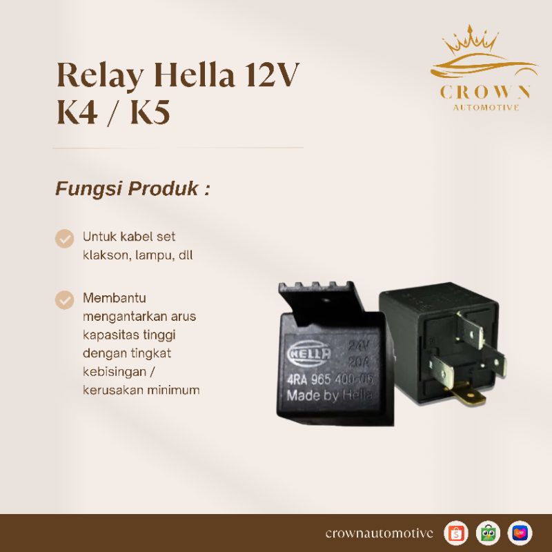 Jual Relay Hella 12V / Relay Hella K4 K5 Original | Shopee Indonesia