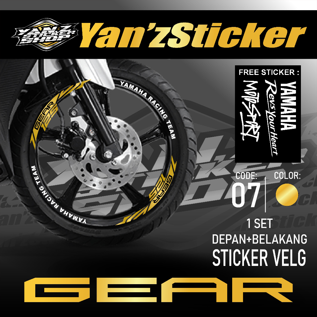 Jual STICKER VELG GEAR SATU SET DEPAN BELAKANG YANZ 07 | Shopee Indonesia