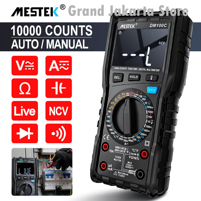 Jual Digital Multimeter DM100C Mestek Multitester Manual Auto Range DM ...