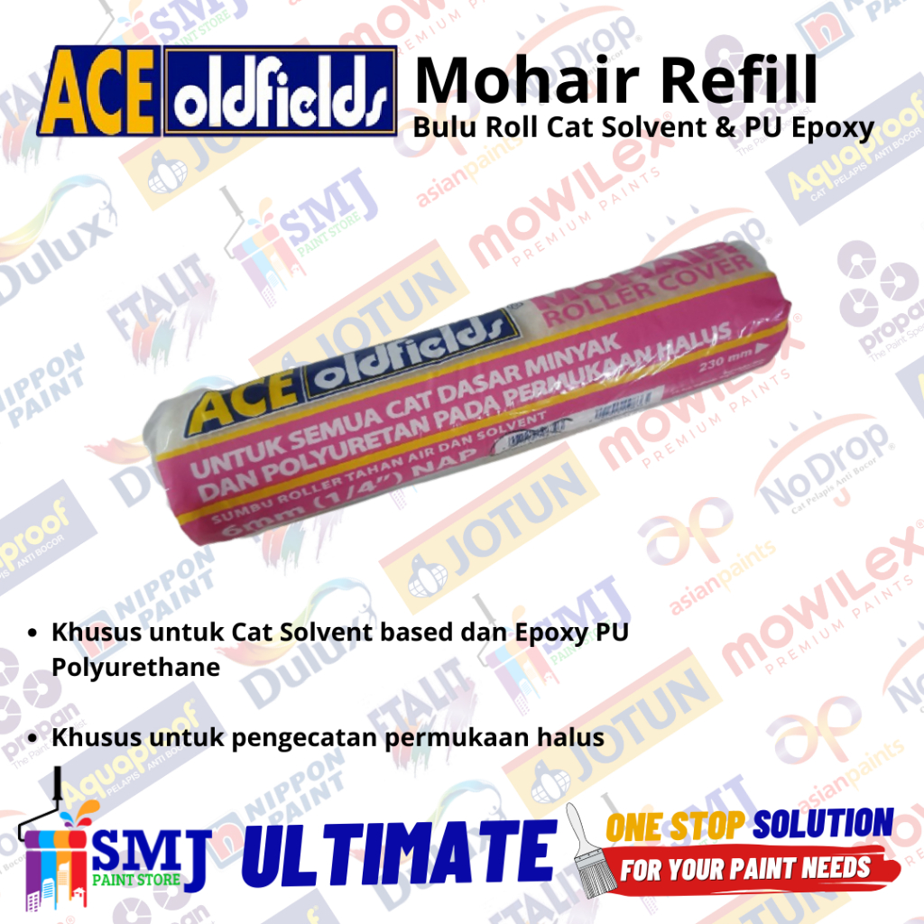 Jual Bulu Refill Kuas Roll Cat Minyak dan PU ACE OLDFIELDS MOHAIR 230mm ...