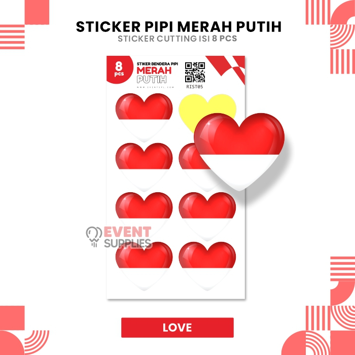 Jual Stiker Pipi HUT RI Bendera Merah Putih / Sticker Pipi Kemerdekaan ...
