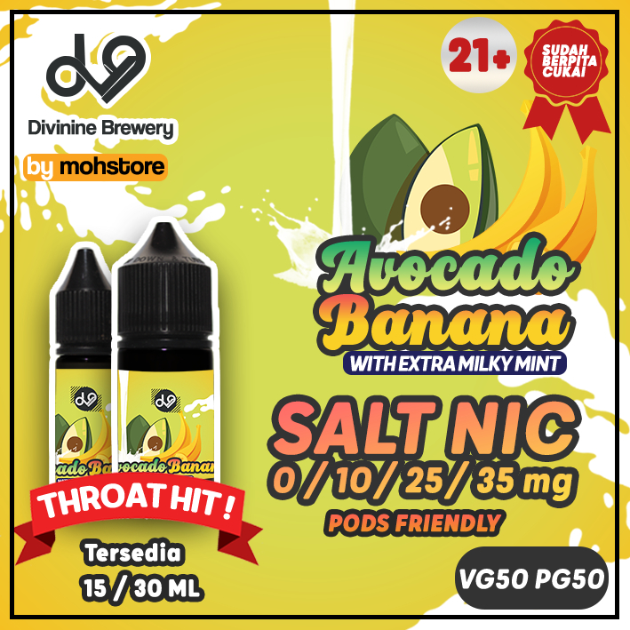 Jual Liquid Vape Dv9 Avocado Banana Milk Mint Salt Nic POD Friendly ...