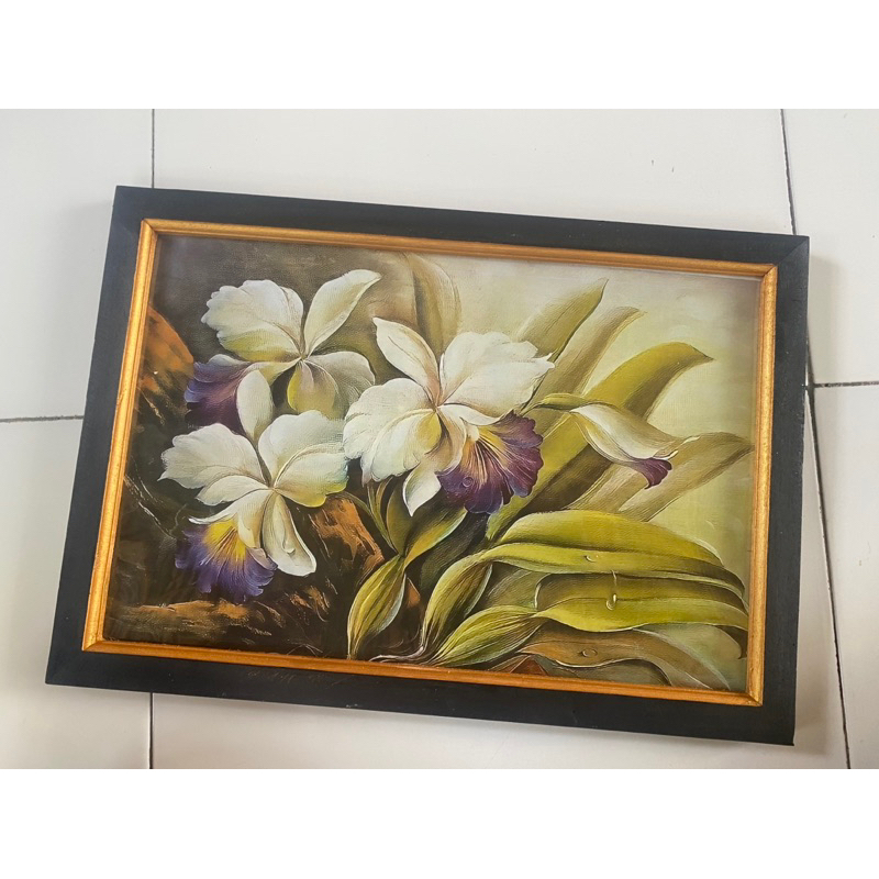 Jual Hiasan Dinding Lukisan Cetak Bunga Anggrek Putih plus bingkai ...