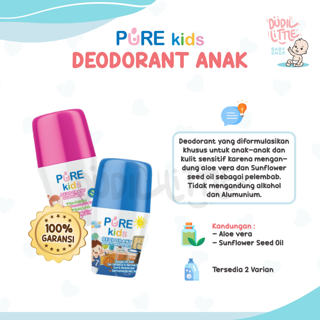 Jual Pure Kids Deodorant Anak Penghilang Bau Ketiak Bau Badan Keringat Anak Olahraga ...