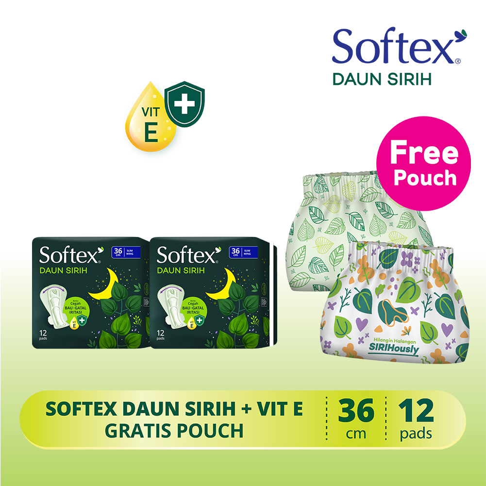 Jual Twin Pack Softex Daun Sirih + Vitamin E 36cm 12s | Shopee Indonesia