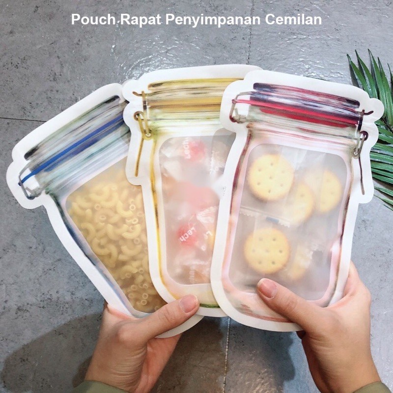Jual YH PLASTIK STANDING POUCH ZIPLOCK ZIPPER MOTIF TOPLES MASON JAR ...