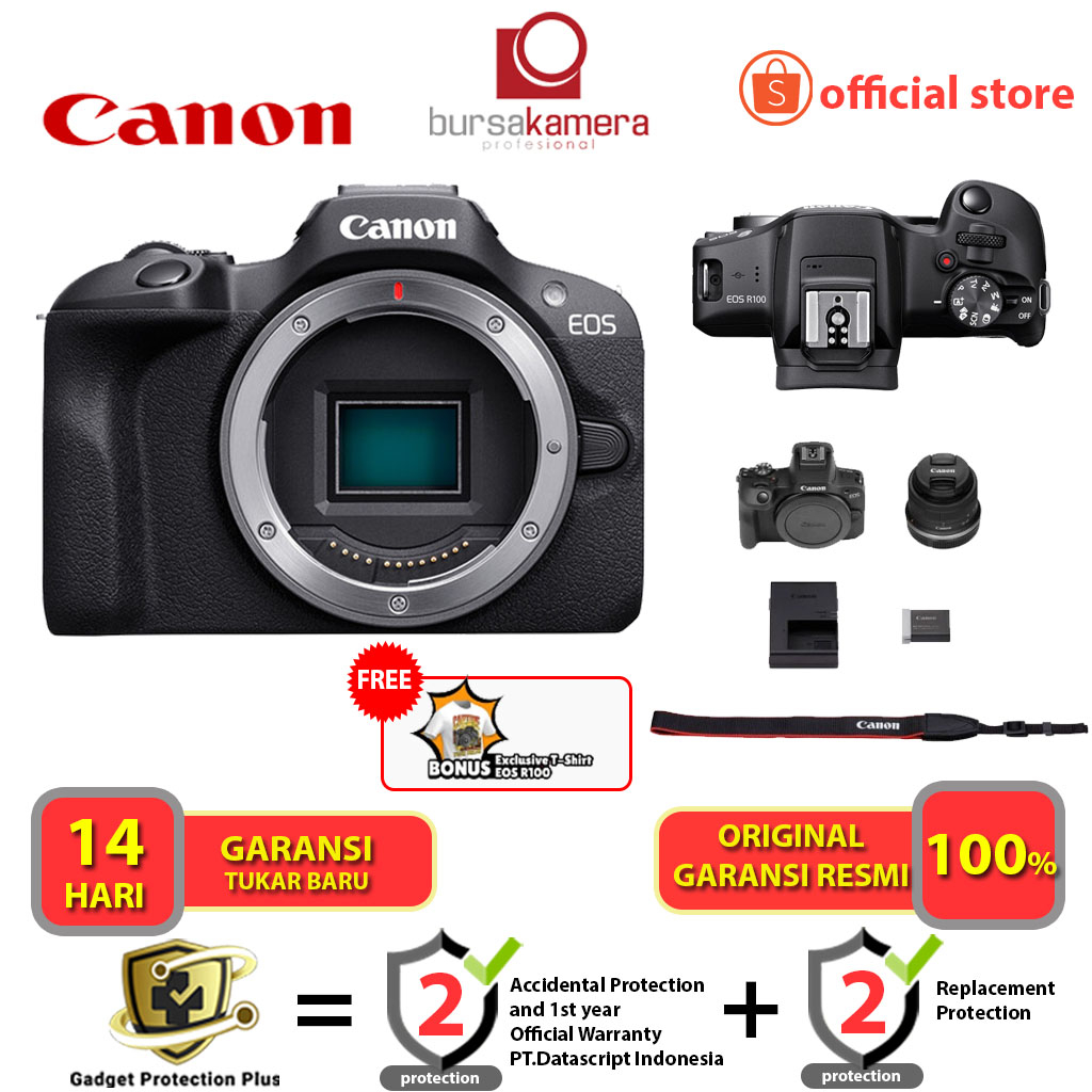 Jual Canon EOS R100 Body Only Mirrorless Camera R 100 Body R-100 ...