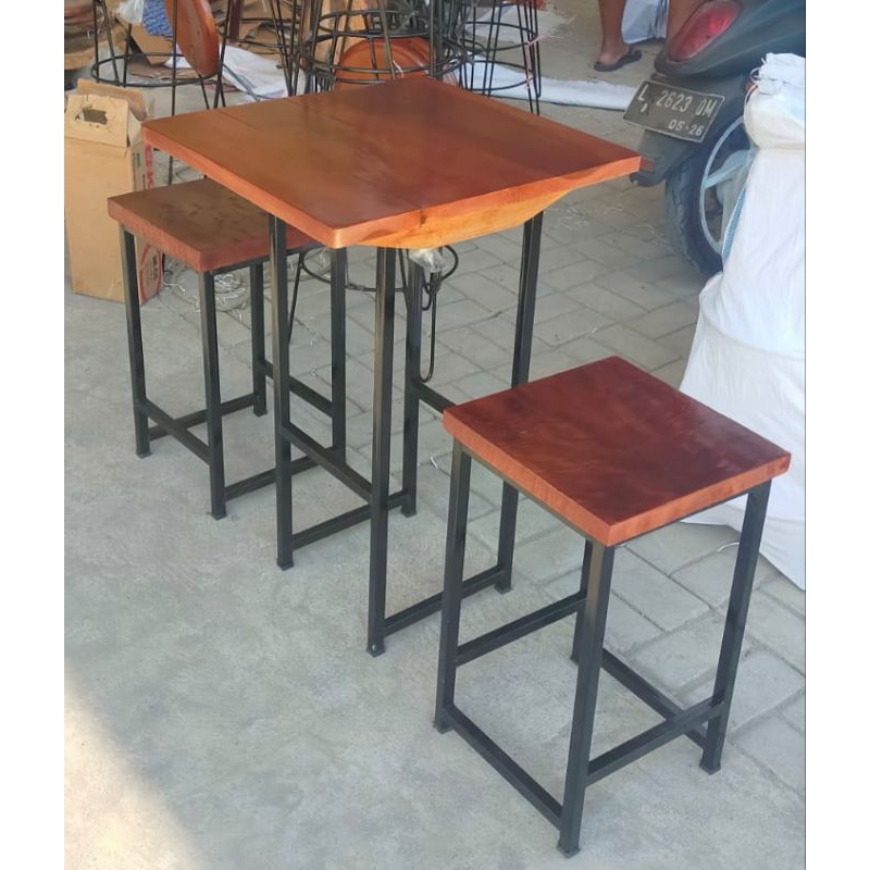 Jual 1 set meja t:75 cm besi holo (UK papan 50 x 50 cm) & 2 pcs kursi ...