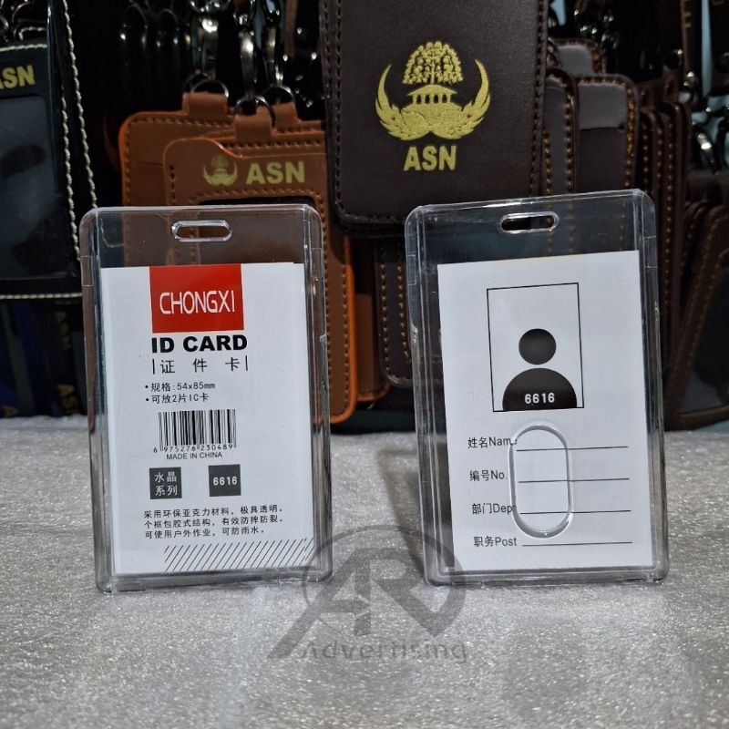 Jual Holder ID Card Acrylic 2 sisi - Tempat Id Card Name Tag Transparan ...