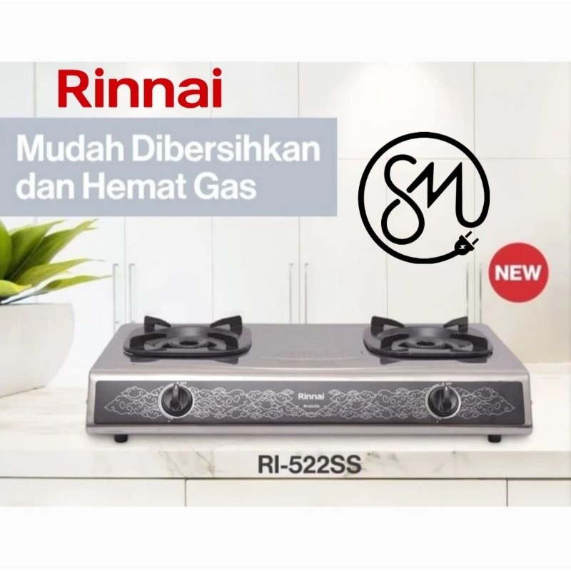 Jual Kompor Gas Rinnai 2 tungku RI-522SS Stainless Batik RI22SS RI 522 ...