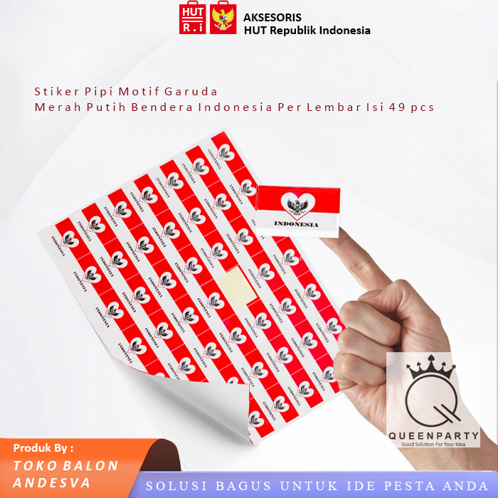 Jual Stiker pipi merah putih motif garuda kotak / stiker pipi bendera ...