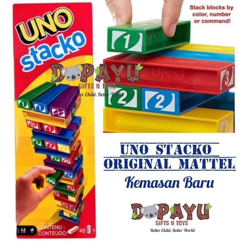 Jual UNO STACKO MATTEL 43535 ORIGINAL FAMILY GAME SUSUN BALOK TOWER ...