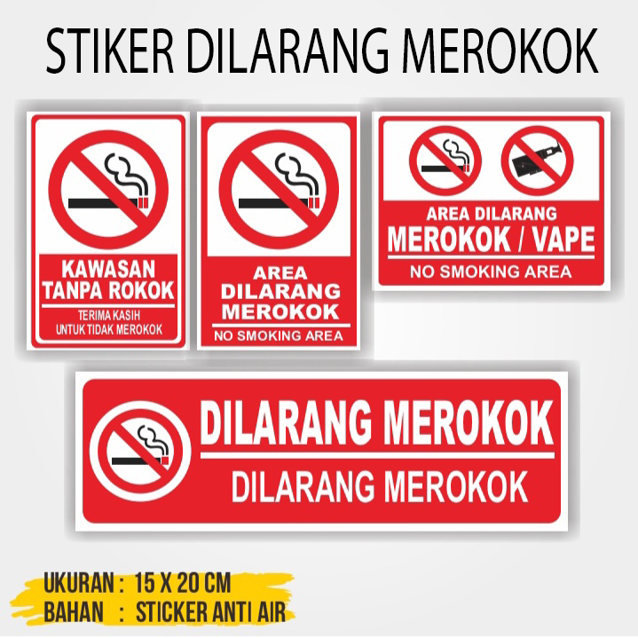 Jual Sticker Dilarang Merokok / Stiker Dilarang Merokok / Sticker No ...