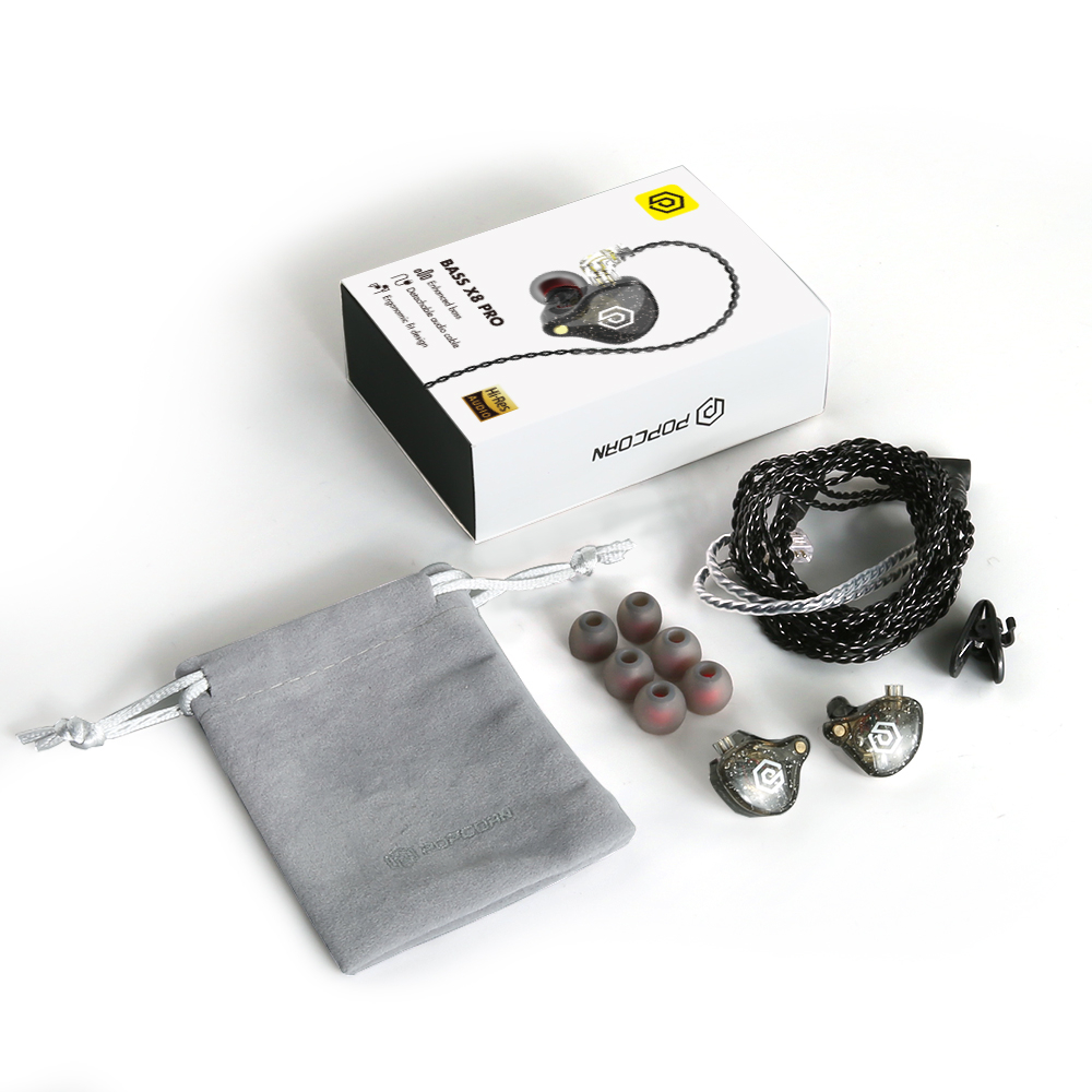 Jual Popcorn Bass X8 Pro Dynamic Earphone HiFi Bass In-Ear Monitor ...