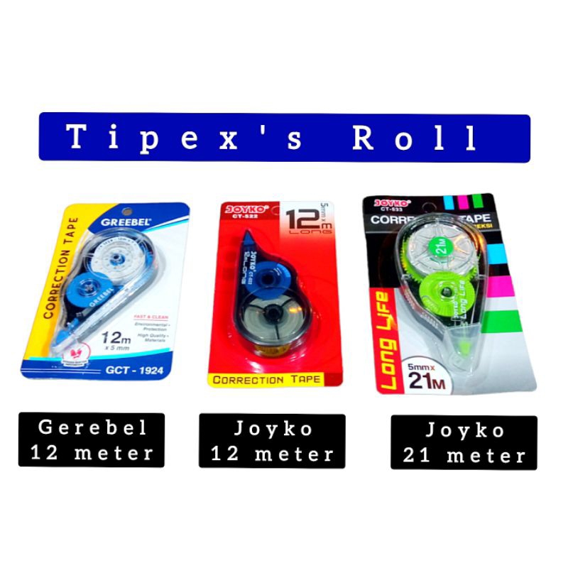 Jual Tipex Kertas/tipex roll/tipex roll joyko/tipex roll greebell ...