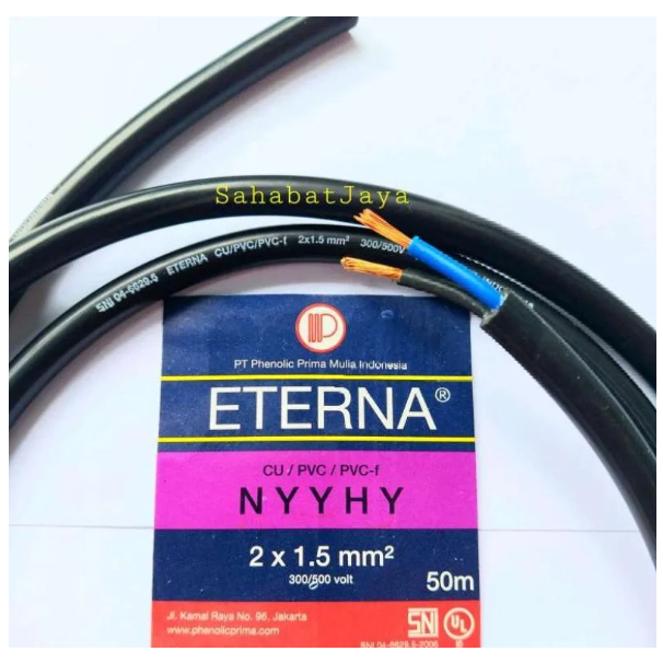 Jual KABEL ETERNA SERABUT NYYHY NYY HY 2X1.5 HITAM HARGA PERMETER | Shopee Indonesia