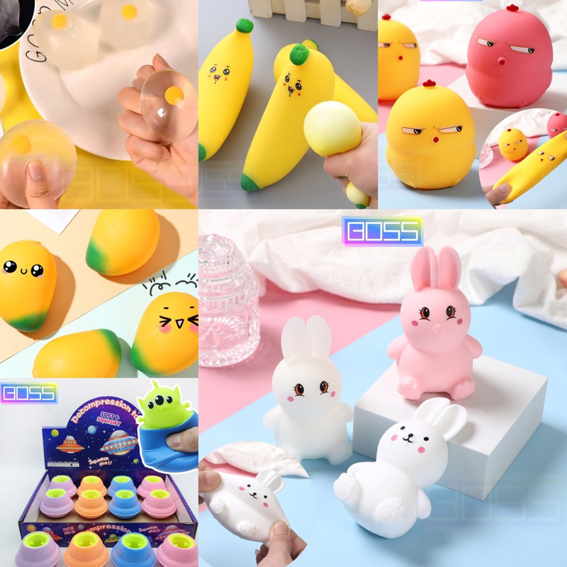 Jual BOSS- Mainan Squishy viral Warbie pisang rabbit kawaii Telur ...