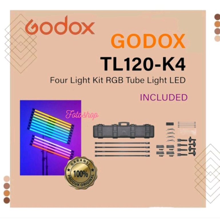 Jual GODOX TL120 RGB/TL-120 K4 RGB LED TUBE LIGHT FOUR LIGHT KIT ...