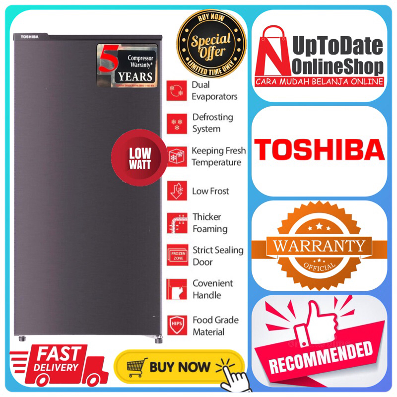Jual KULKAS TOSHIBA GR-RD196CC-DMF RD196CC 1 PINTU SUPER LOW WATT EXTRA BIG FREEZER LEMARI ES 1 ...