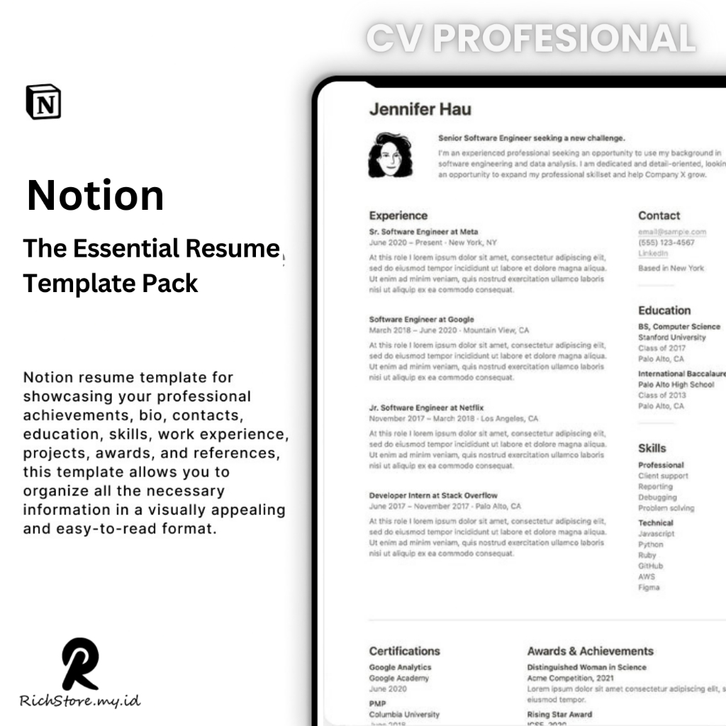 Jual [Notion] CV Profesional | The Essential Resume Template Pack | CV ...