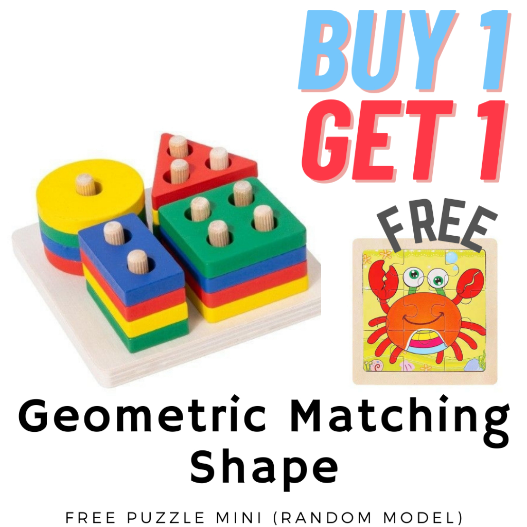 Jual Colourful Geometric Matching Basic Shape Wooden Toys - Mainan Kayu ...