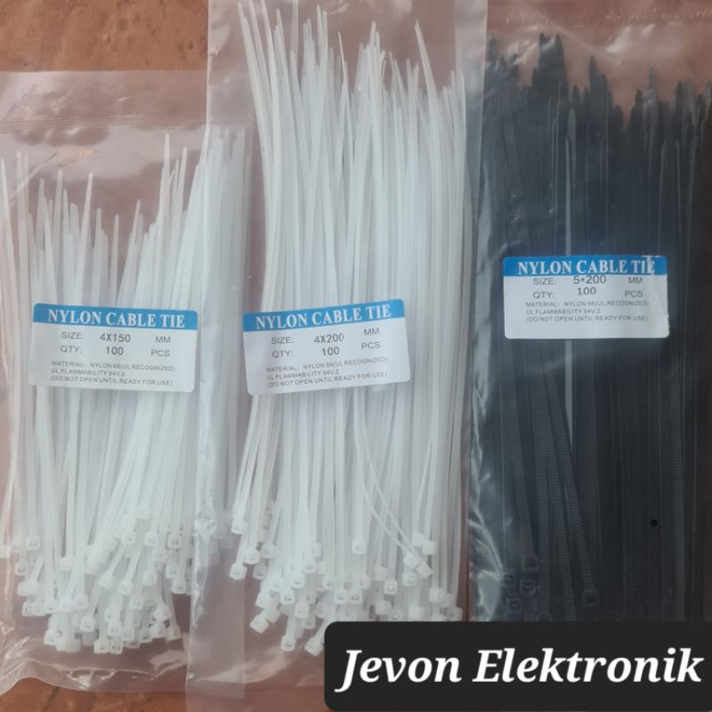 Jual Kabel Tis 4x150 4x200 5x200 mm Putih Hitam Nylon Cable Tie Ties 4 ...