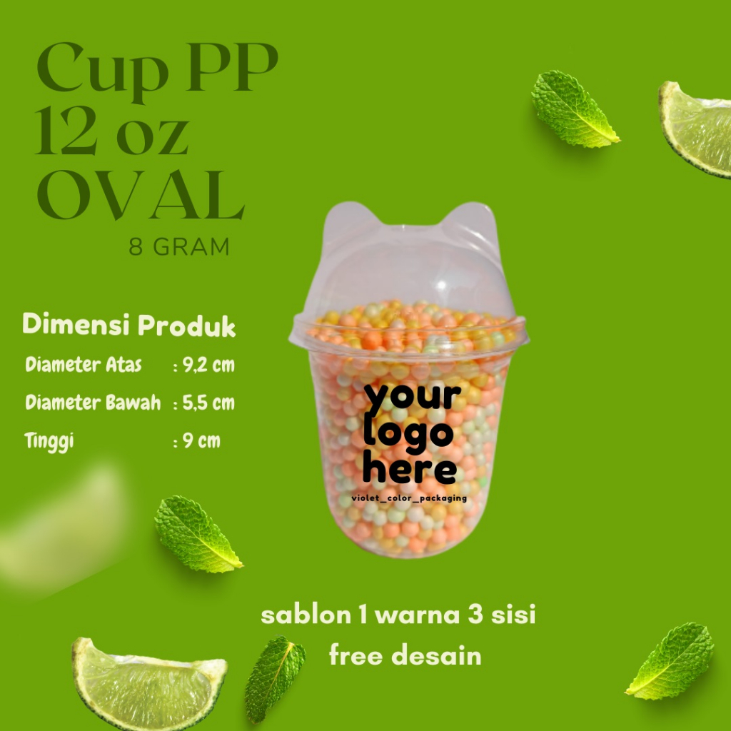 Jual sablon cup plastik cup oval 12oz 14oz 16oz custom desain suka suka ...