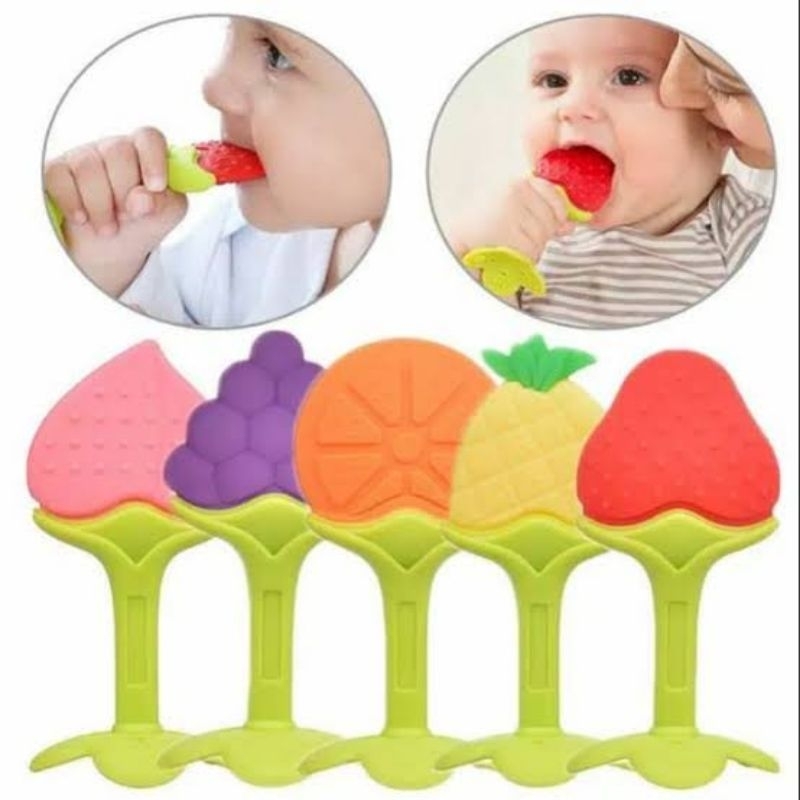 Jual Teether bayi silicone warna / gigitan bayi. bentuk buah dan aneka ...