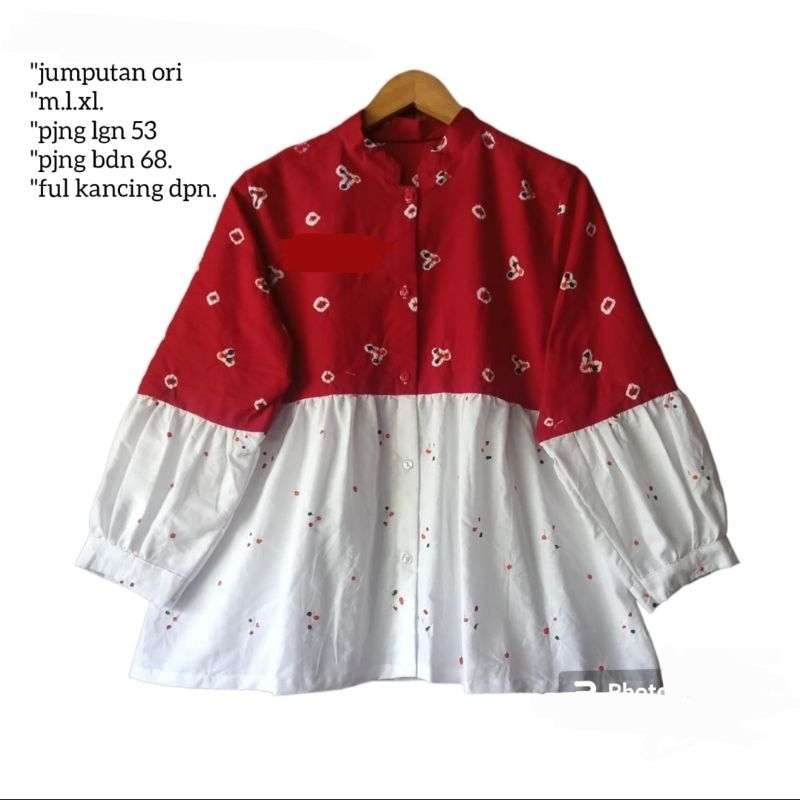 Jual BLUS BATIK MERAH PUTIH ATASAN BATIK WANITA ATASAN BATIK KERJA BLUS ...