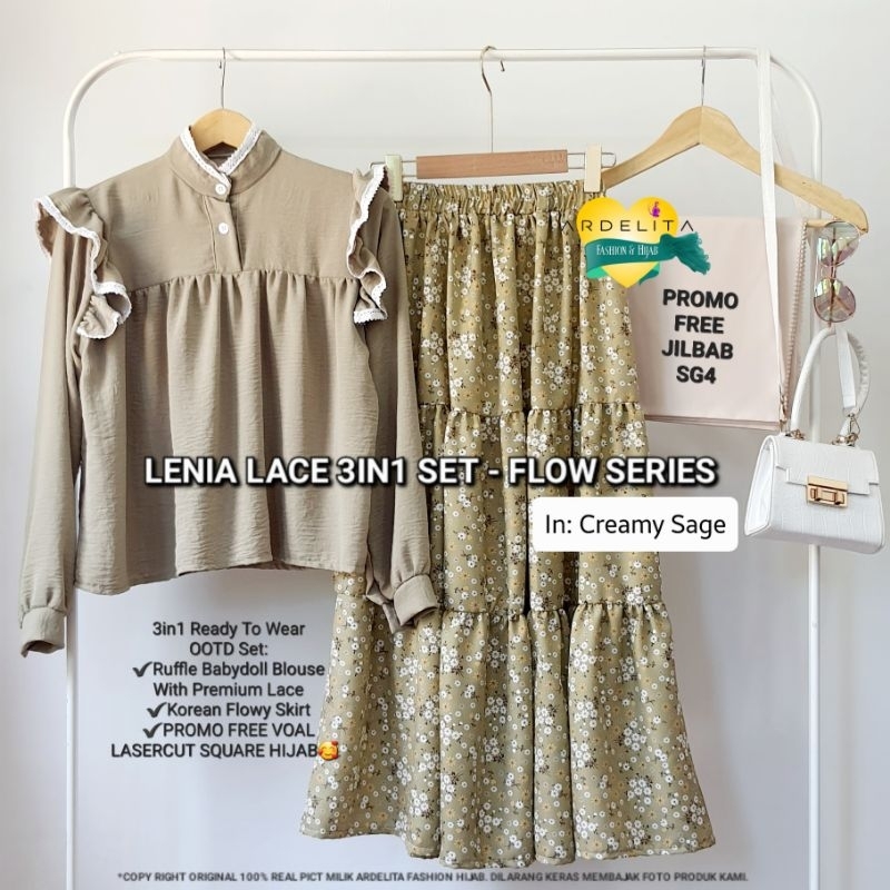 Jual Lenia Lace 3in1 Set Premium OOTD Korean Style Terbaru Setelan rok wanita korea Baju stelan ...