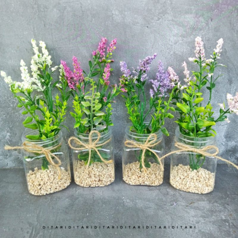 Jual Bunga lavender rumput pot plastik bunga artificial dekorasi hiasan ...