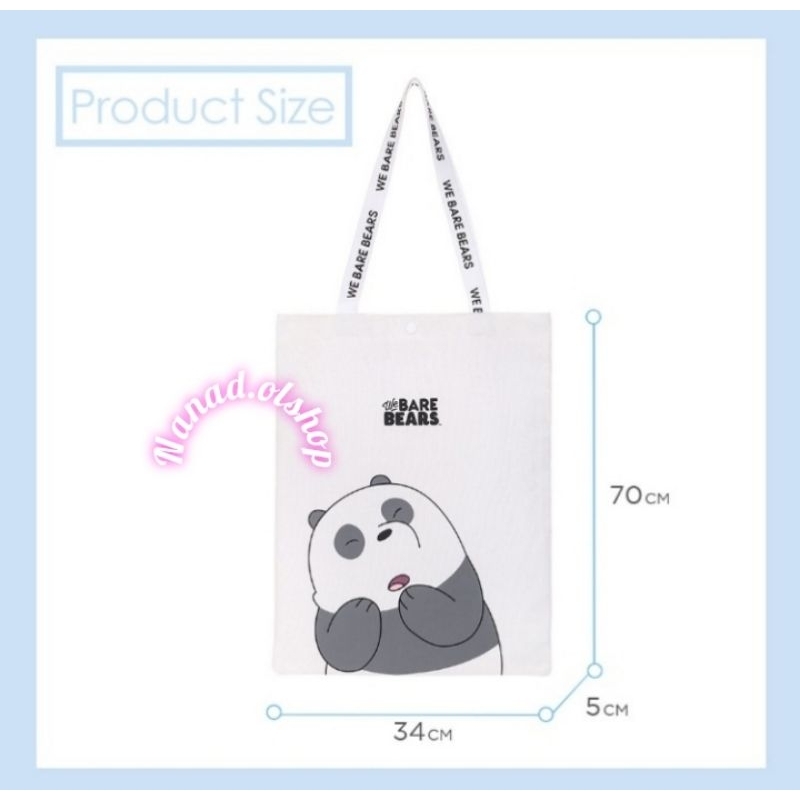 Jual MINISO WE BARE BEARS PANDA SHOPPING BAG/TOTE BAG KANVAS PANDA ...