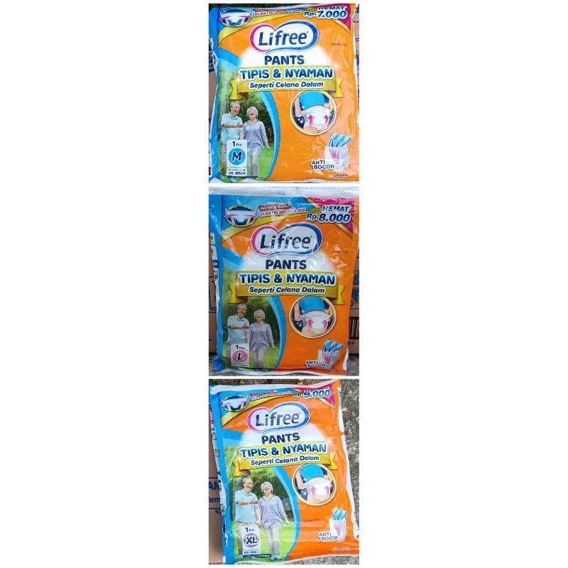 Jual Lifree Popok Celana Dewasa Satuan - Lifree Pants Sachet Renceng 1 Pcs Size M L XL | Shopee ...