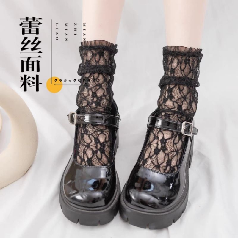 Jual FeelMe KK-052 kaos kaki brokat korea tumpuk renda bunga transparant kekinian korea harajuku ...