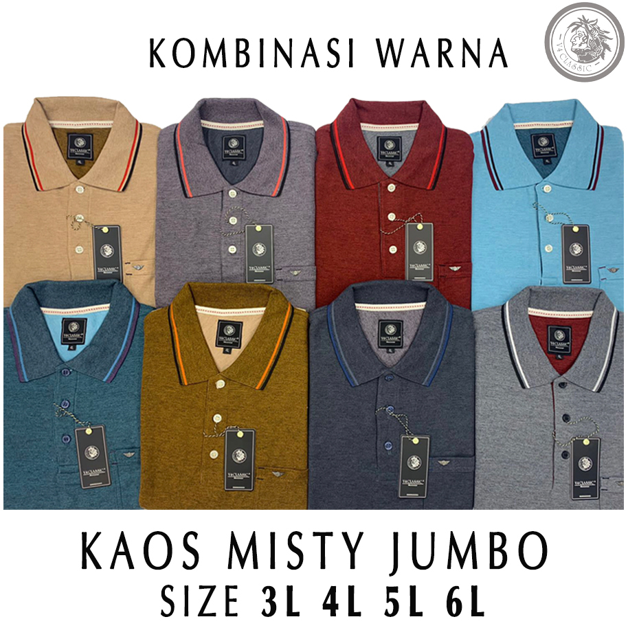 Jual MSTY03B Kaos polo misty JUMBO kombinasi warna (SIZE 3L,4L,5L,6L) | Shopee Indonesia